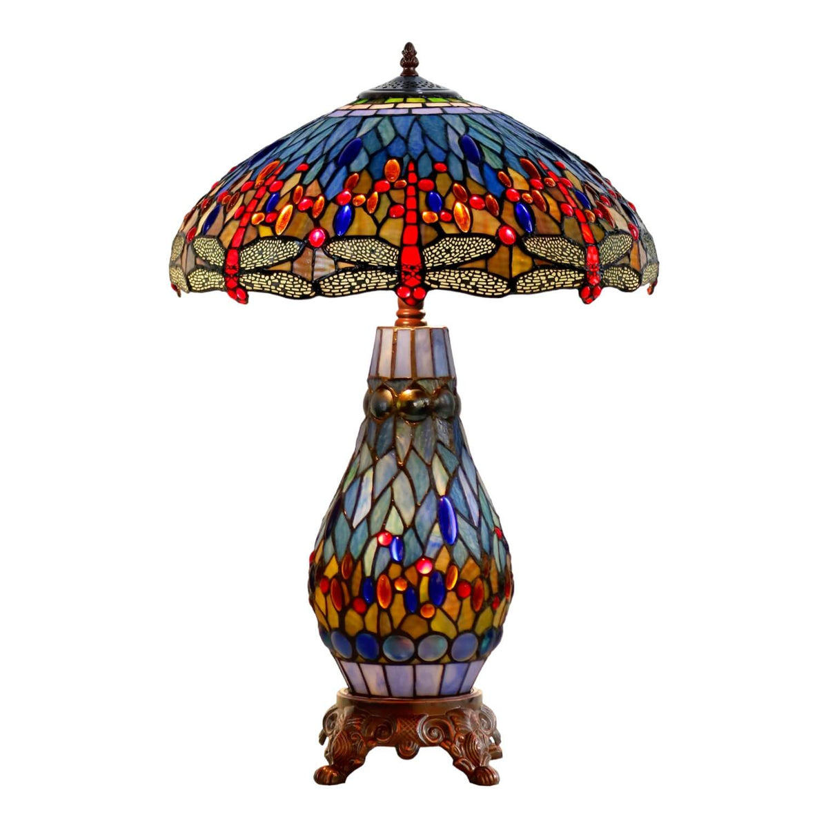 DRAGONIA: Glass Leadlight Table Lamp (Avail in Blue & Green) — Discount ...
