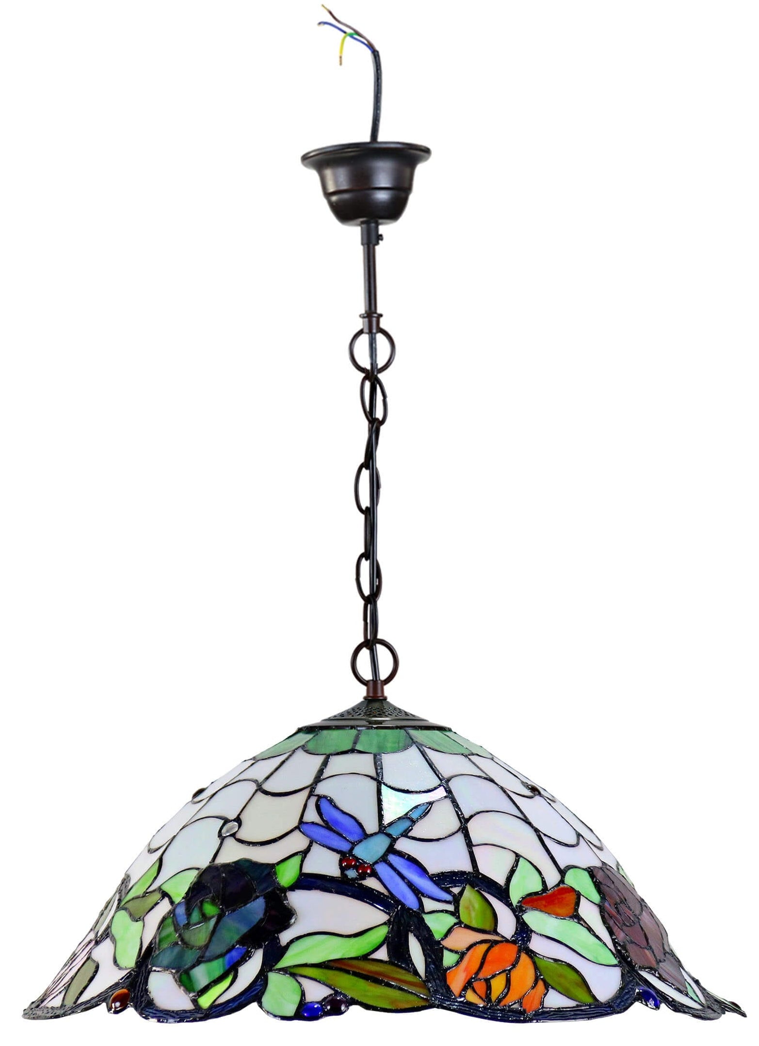 Rose & Dragonfly Hanging Leadlight Pendant Lamp — Discount Lighting