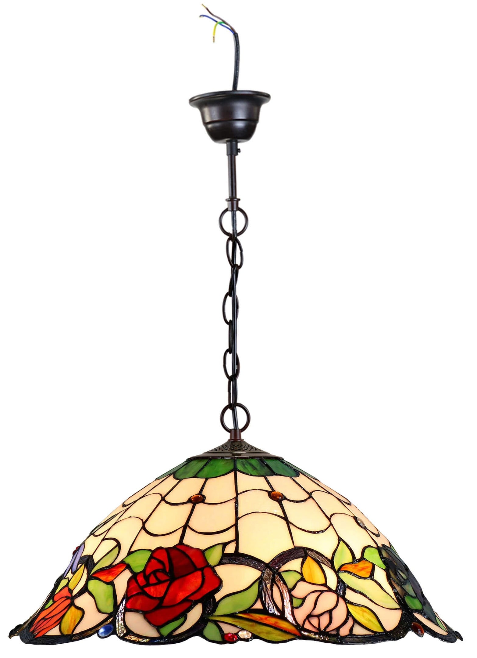 Rose & Dragonfly Hanging Leadlight Pendant Lamp — Discount Lighting