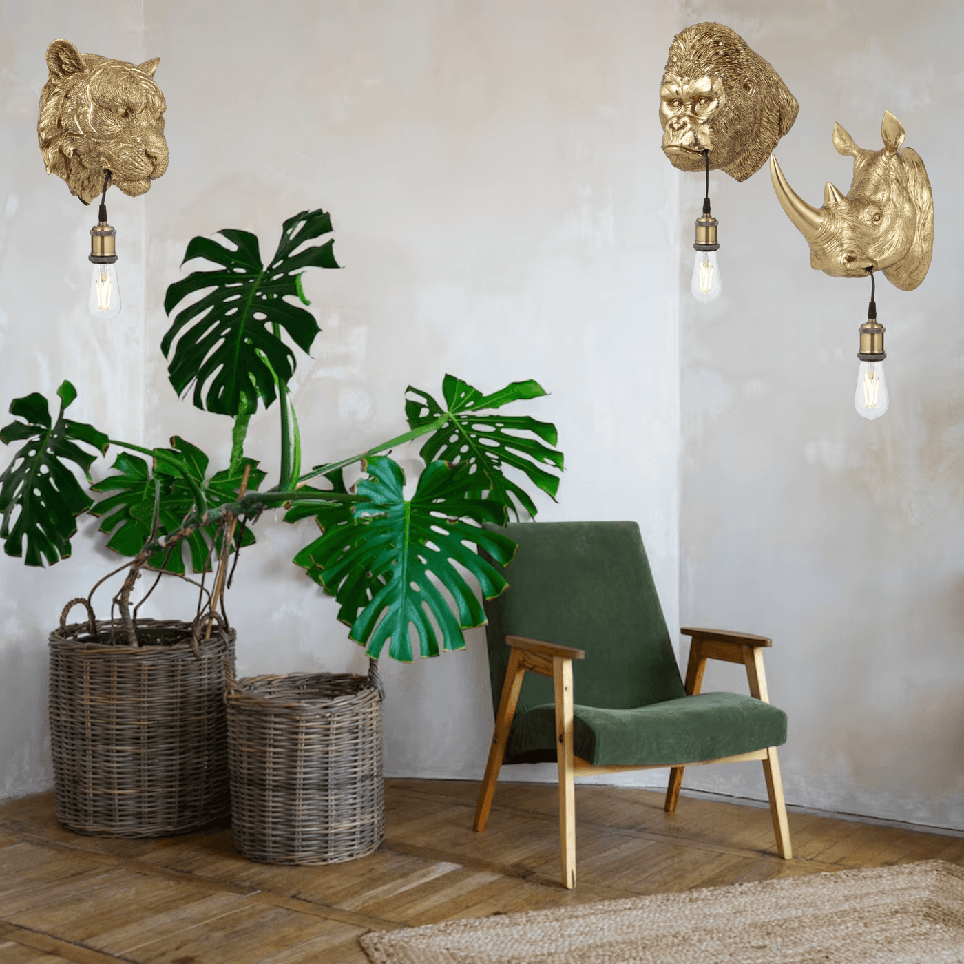 RHINO: Antique Gold Wall Light — Discount Lighting