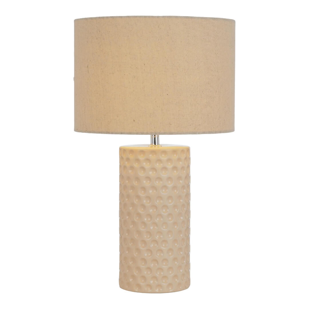LAMAR: Cream Ceramic Base Table Lamp with Fabric Shade — Discount Lighting