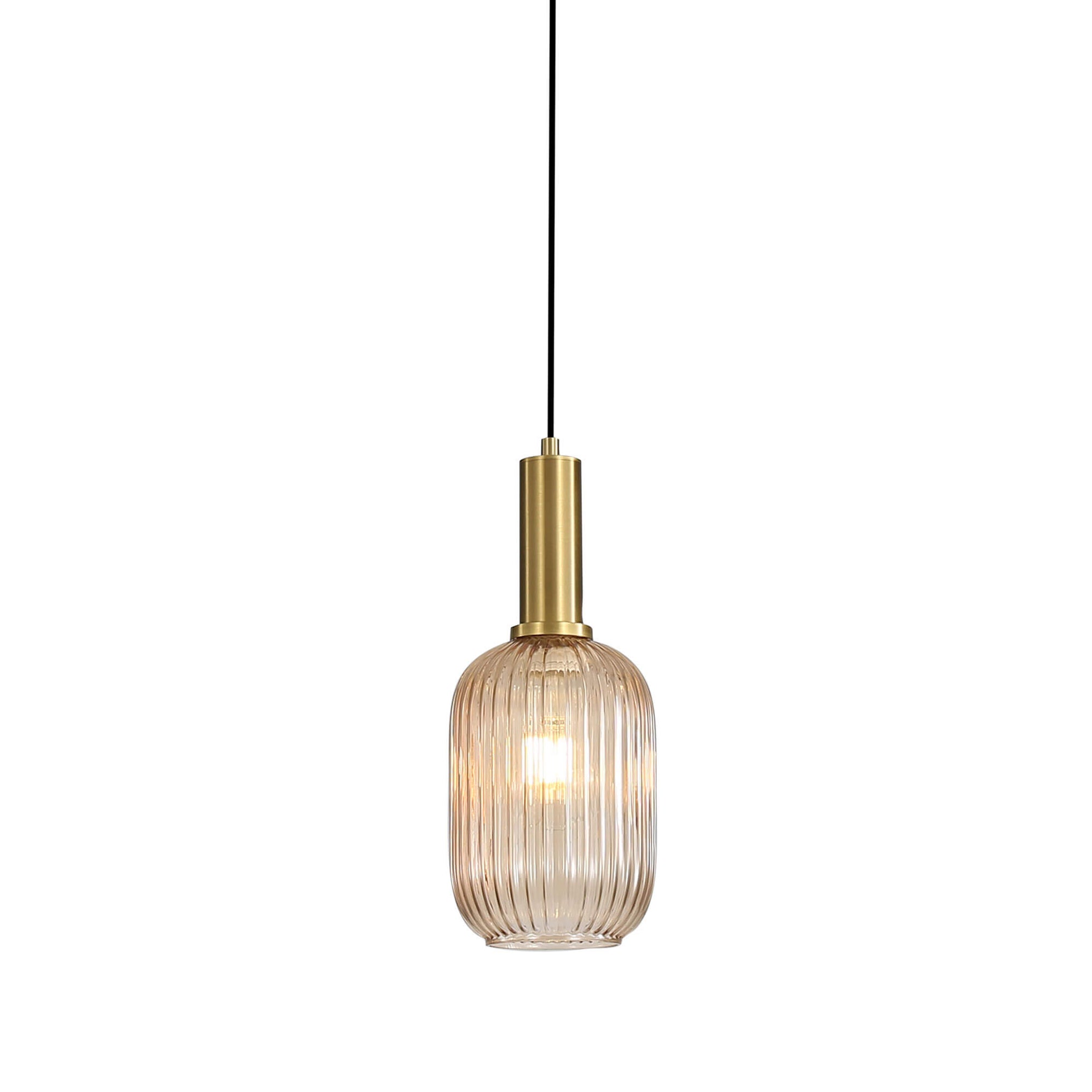 LUXE.130: 1 Light Pendant Light with Ribbed Glass Shade (Available in ...