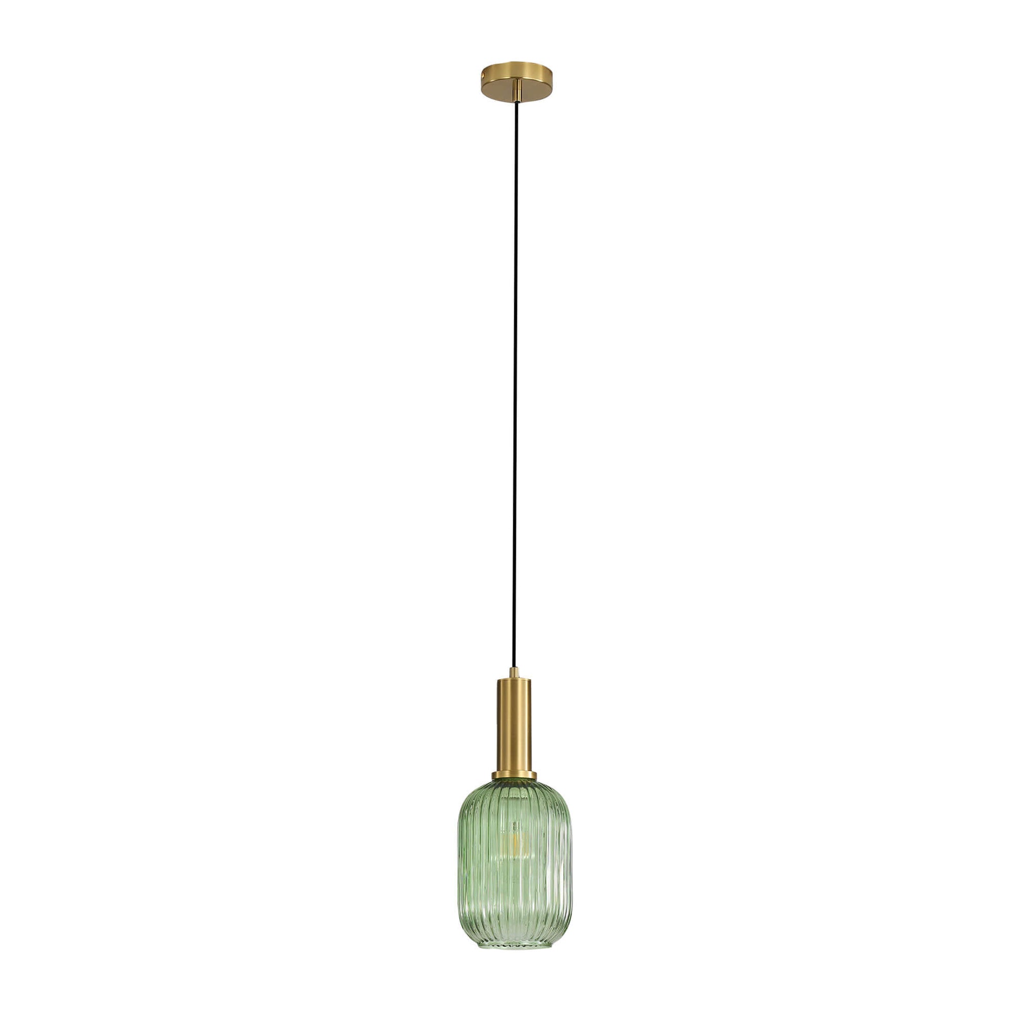 LUXE.130: 1 Light Pendant Light with Ribbed Glass Shade (Available in ...
