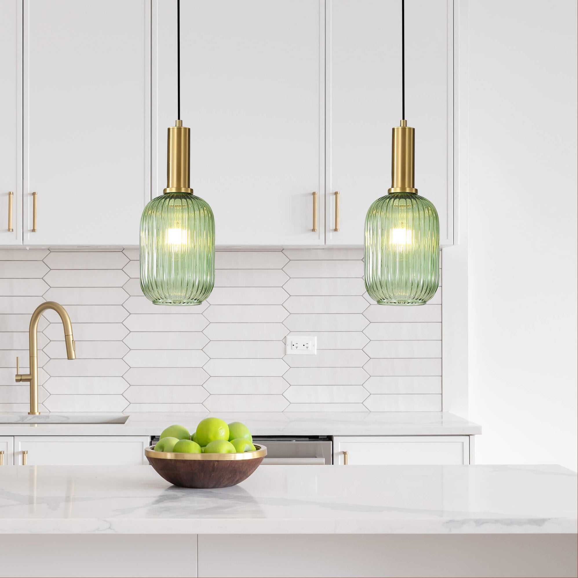 LUXE.130: 1 Light Pendant Light with Ribbed Glass Shade (Available in ...