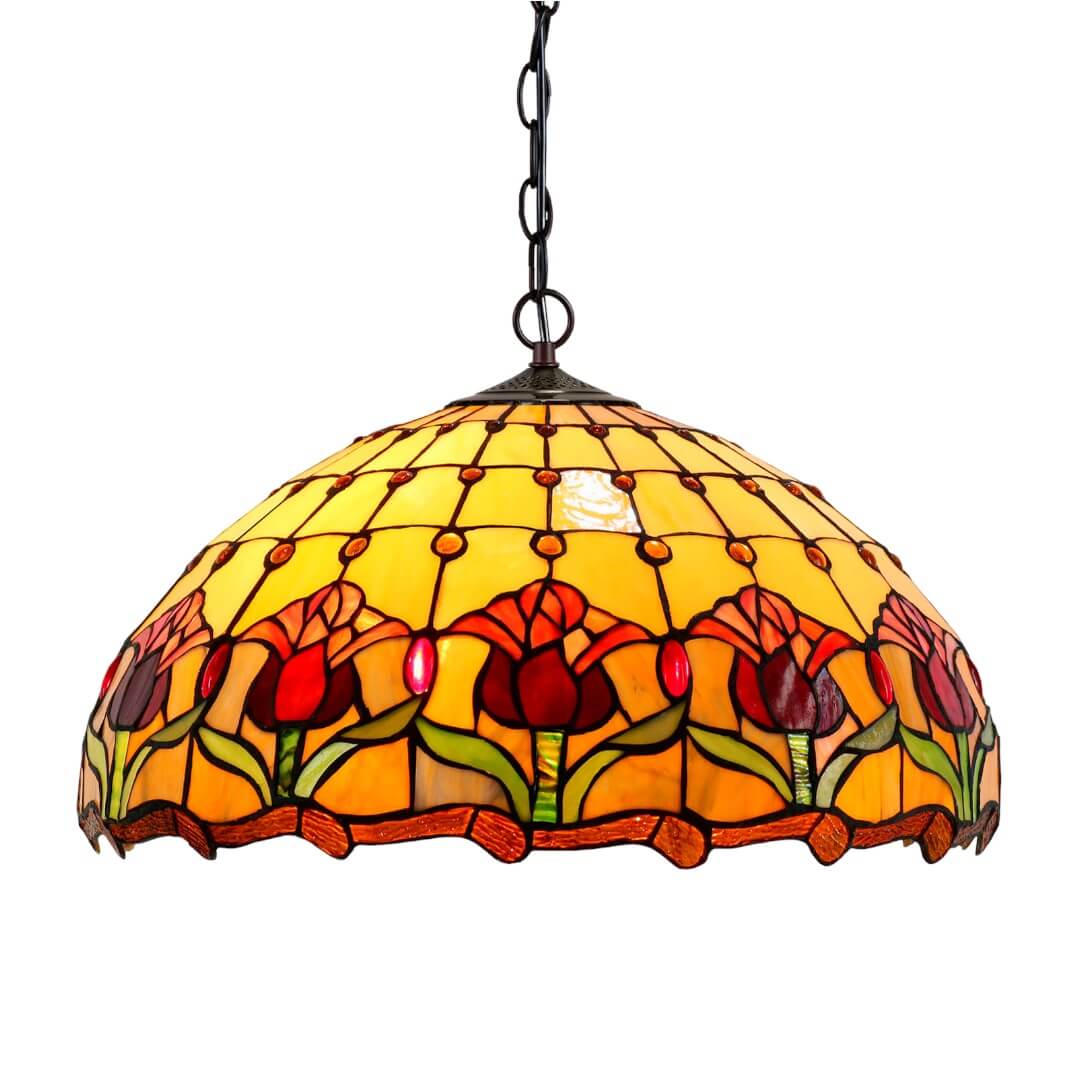 Red Tulip Leadlight Hanging Pendant Lamp — Discount Lighting