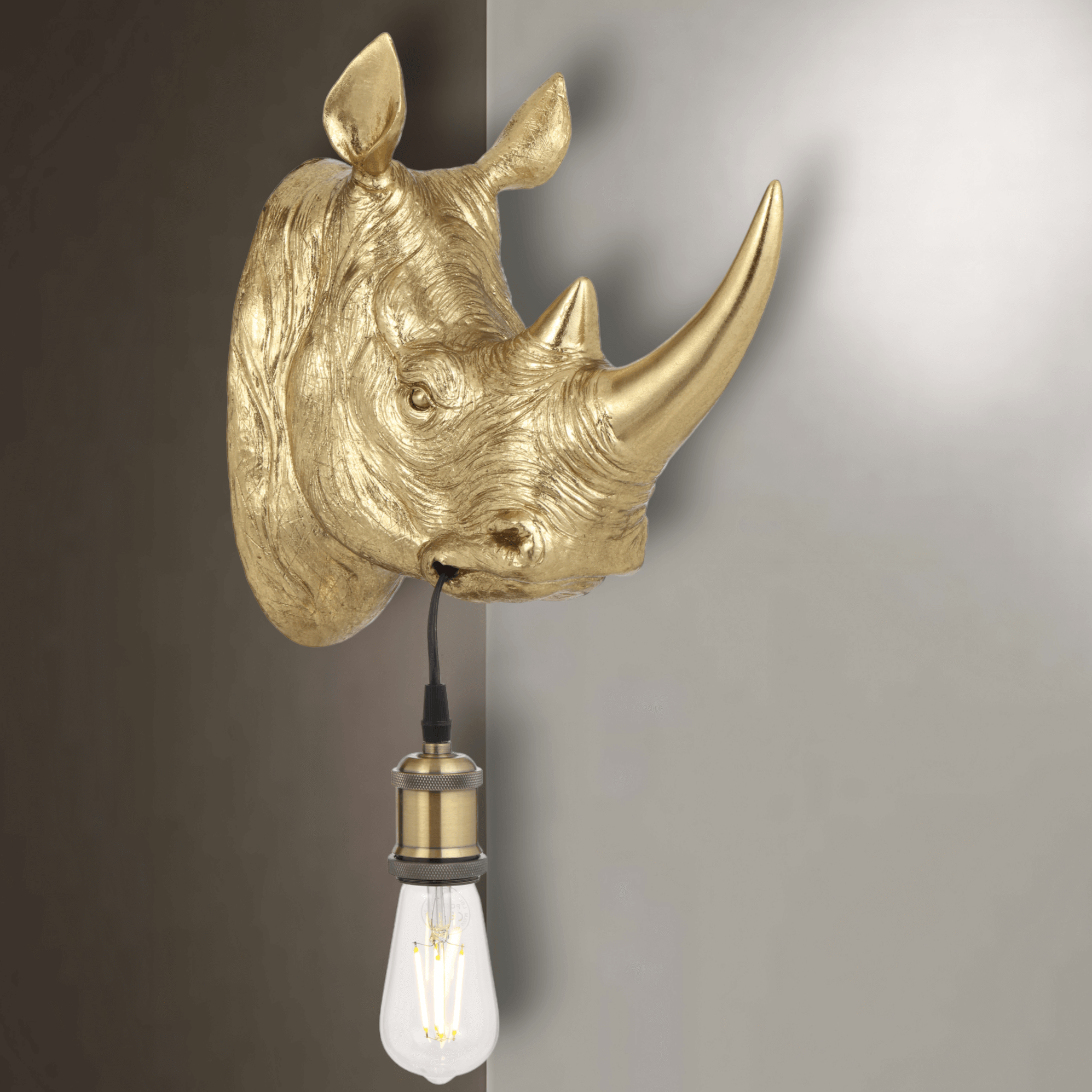 RHINO: Antique Gold Wall Light — Discount Lighting