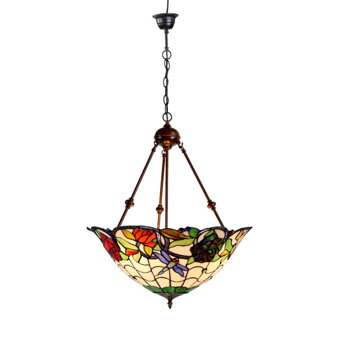 Rose & Dragonfly Leadlight Pendant Lamp — Discount Lighting