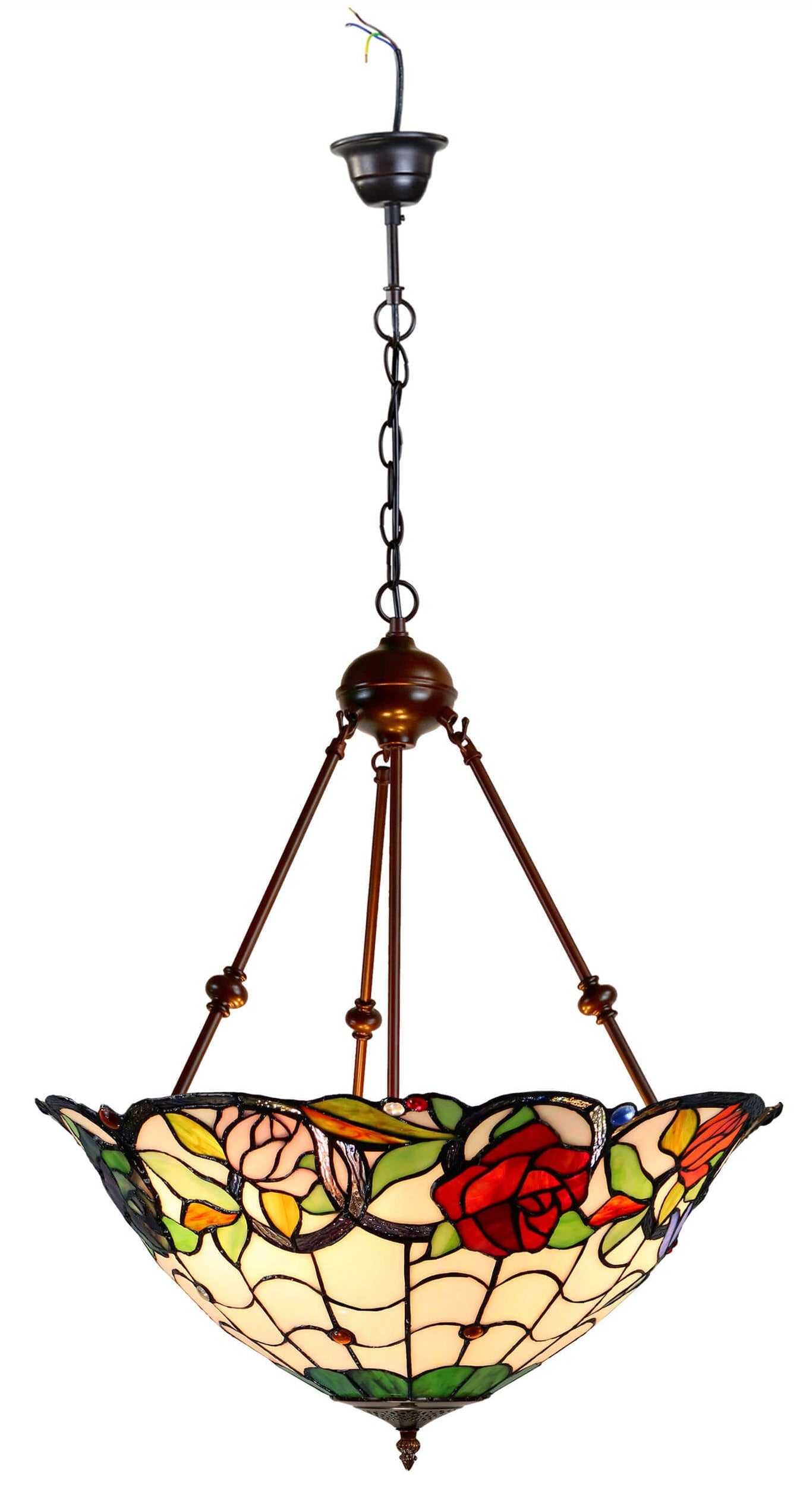 Rose & Dragonfly Leadlight Pendant Lamp — Discount Lighting