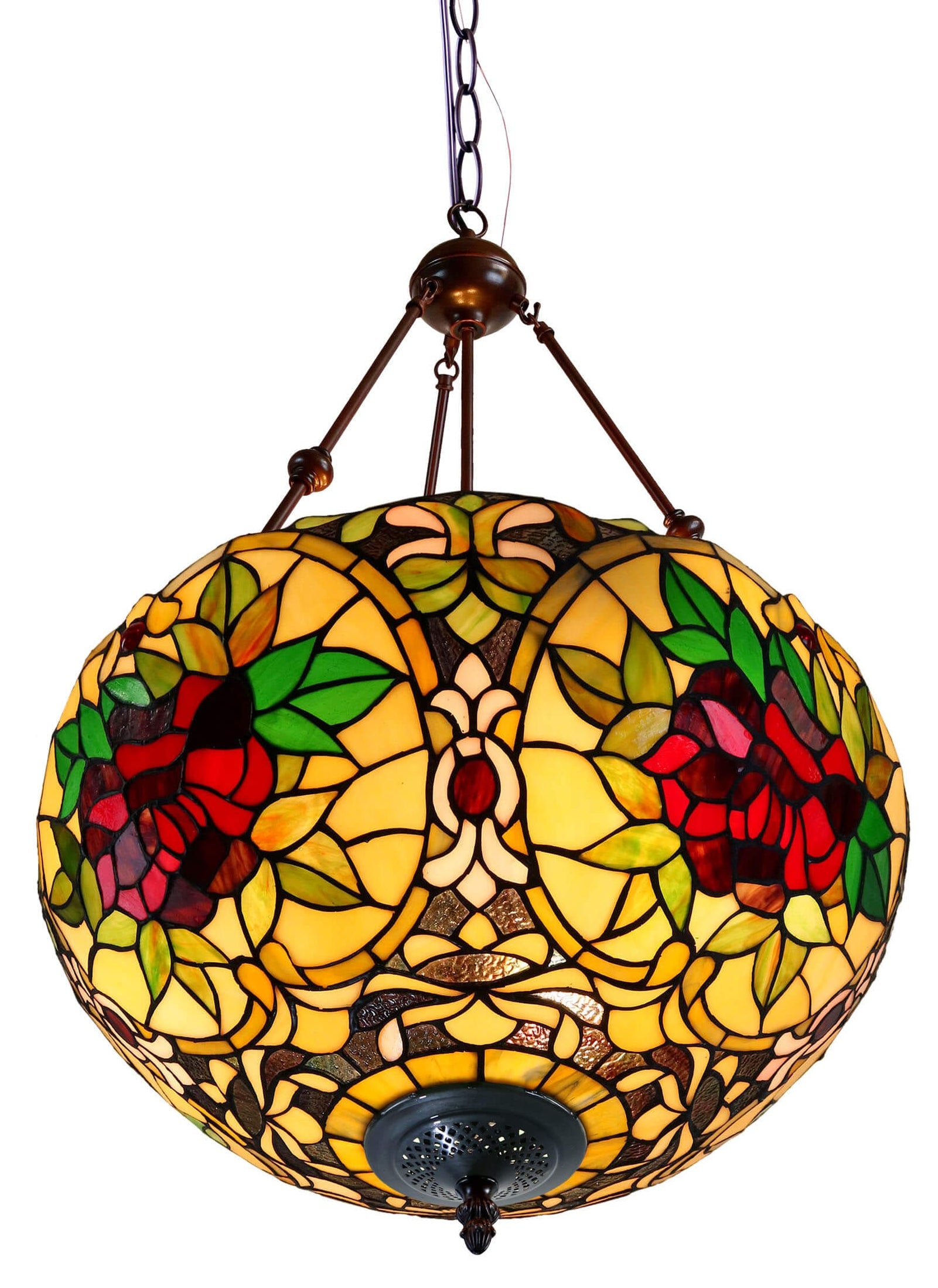 Red Camellia Leadlight Pendant Lamp — Discount Lighting