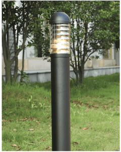 TIM Black Die-cast Aluminium Bollard Light with E27 Lamp Holder and Sm ...