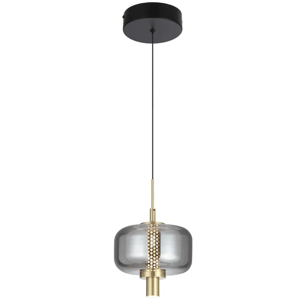 VOLEN: 1 Light Elegant Modern Pendant Light with Smoked Glass Diffuser ...