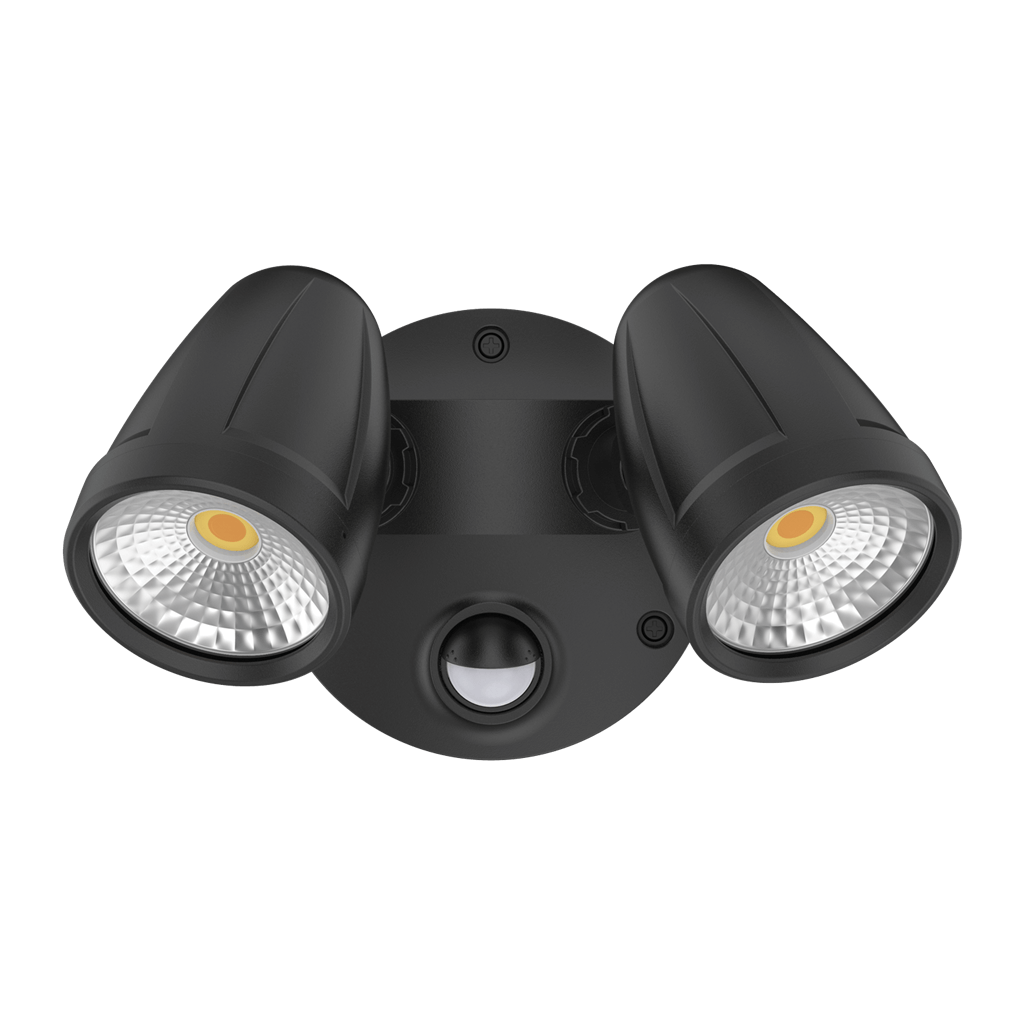 MURO-MAX-32S: Twin Head 32W LED Spotlight with Sensor (avail in Black ...