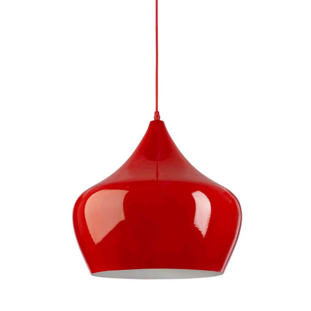 ADRIA - Stunning Red Dome 1 Light Pendant On Clear Cord Suspension - 3 ...