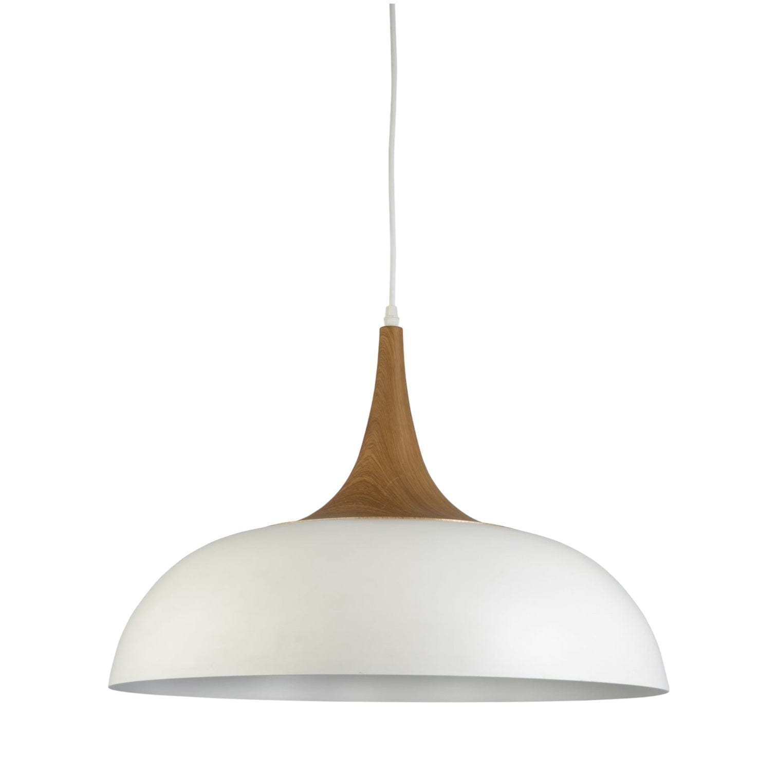 BRINDISI - Large White Dome Pendant With Wood Light Finish Top ...