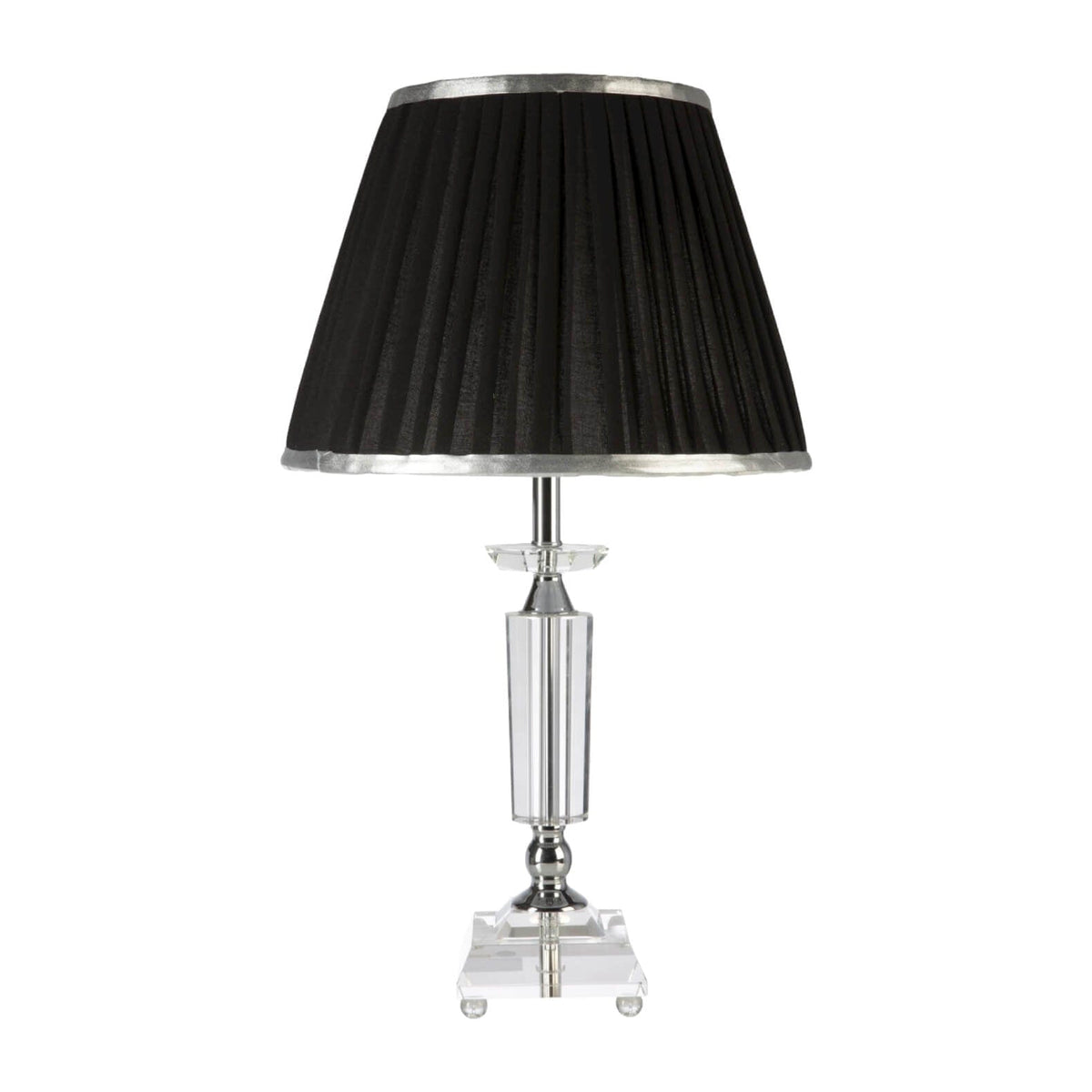 MAGILL - Elegant Crystal Base 1 Light Table Lamp Featuring Black Fabri ...