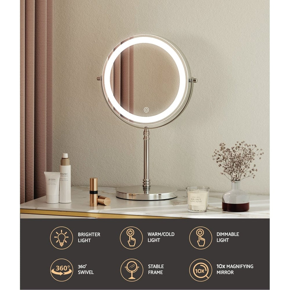 Embellir Makeup Mirror LED Light Cosmetic Round 360° Rotation 10X ...