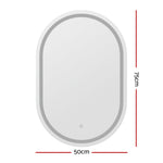 Embellir LED Wall Mirror With Light 50X75CM Bathroom Decor Oval Mirror ...