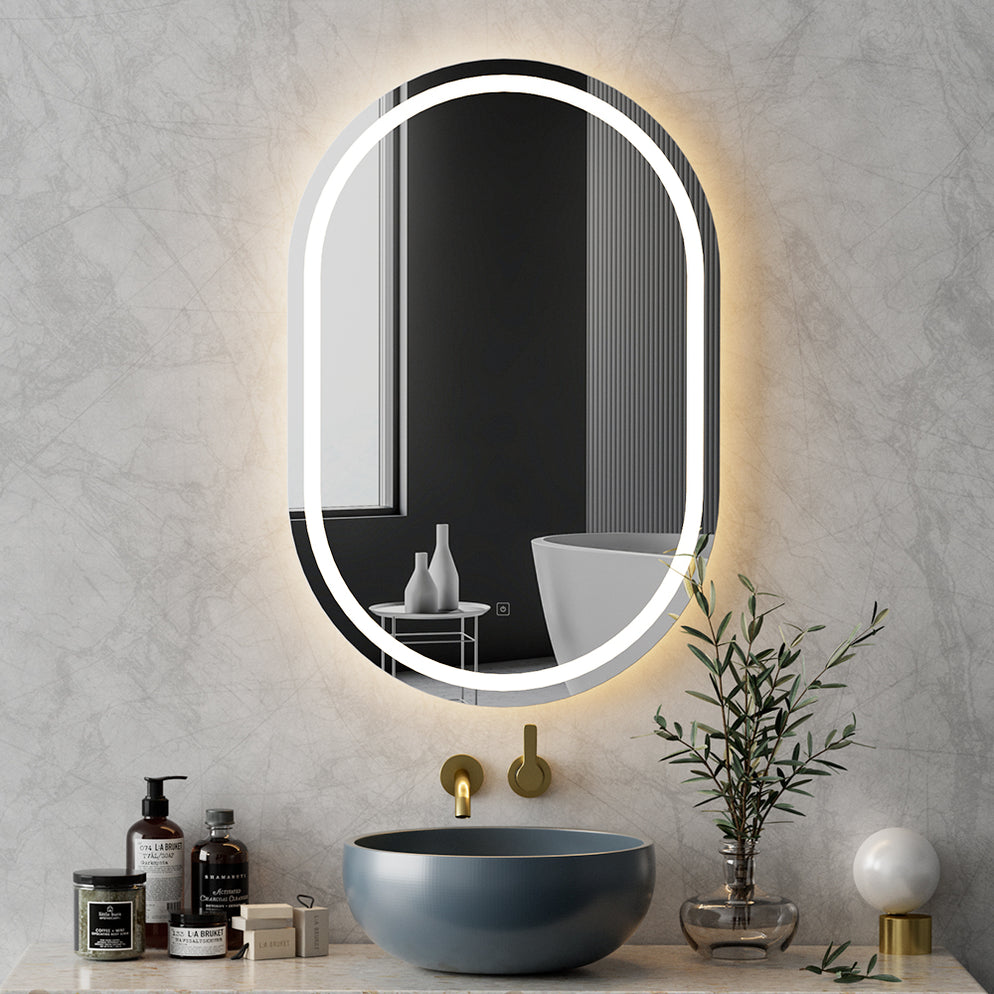 Embellir LED Wall Mirror With Light 50X75CM Bathroom Decor Oval Mirror ...