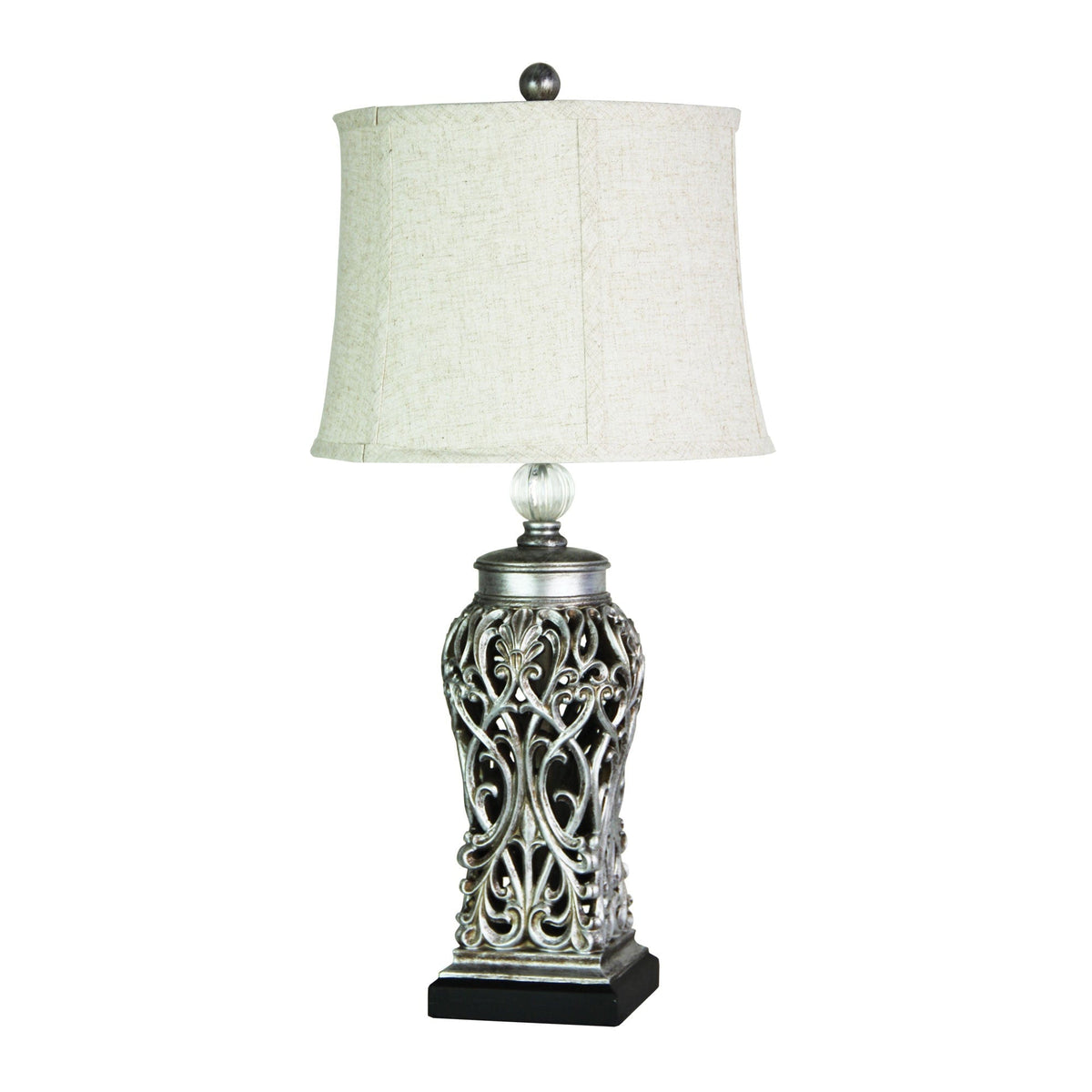 DORNE - Unique Tall Antique Silver Base Table Lamp With Raw Linen Shad ...