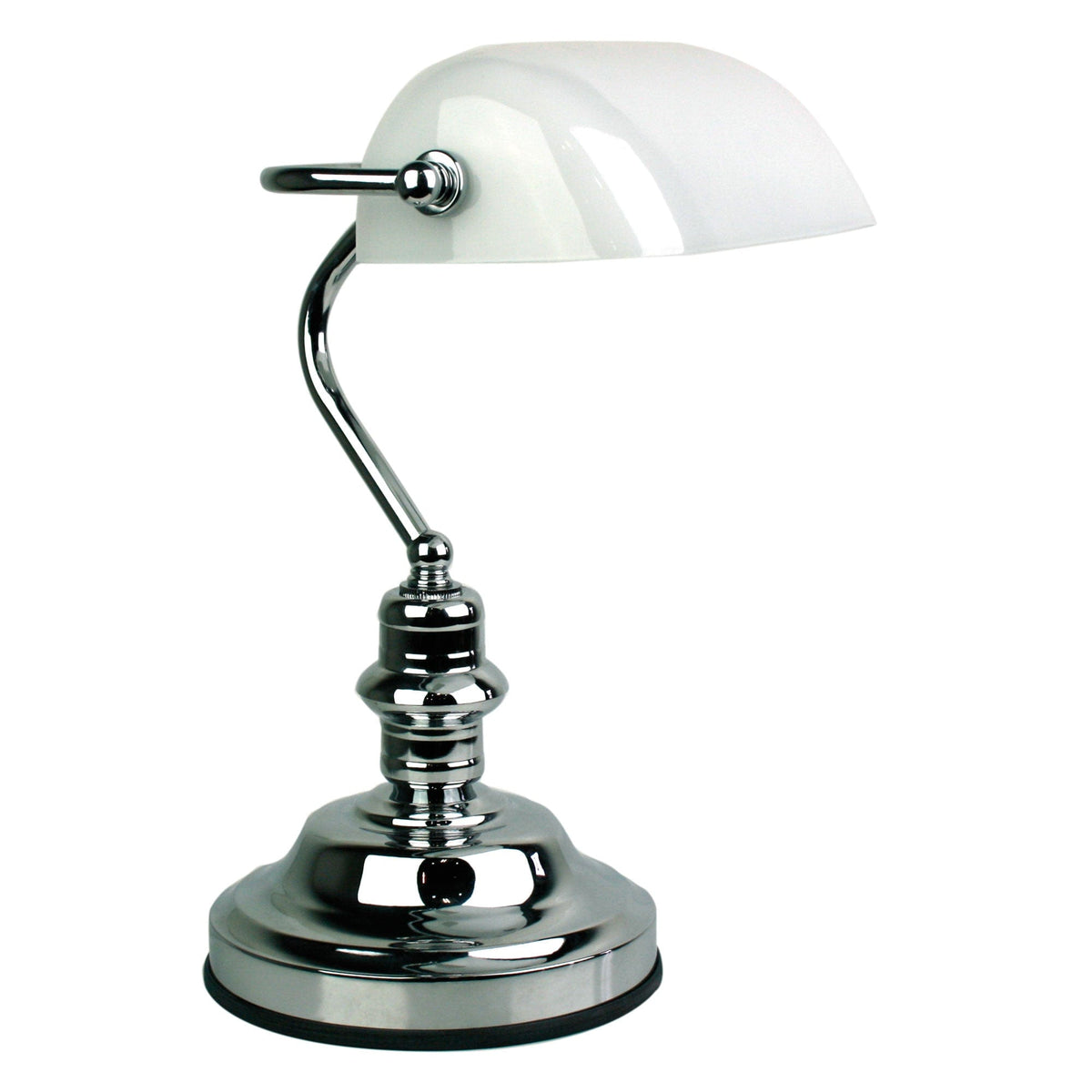 BANKERS - Traditional Style E27 Chrome Bankers Lamp With Gloss Opal Gl ...
