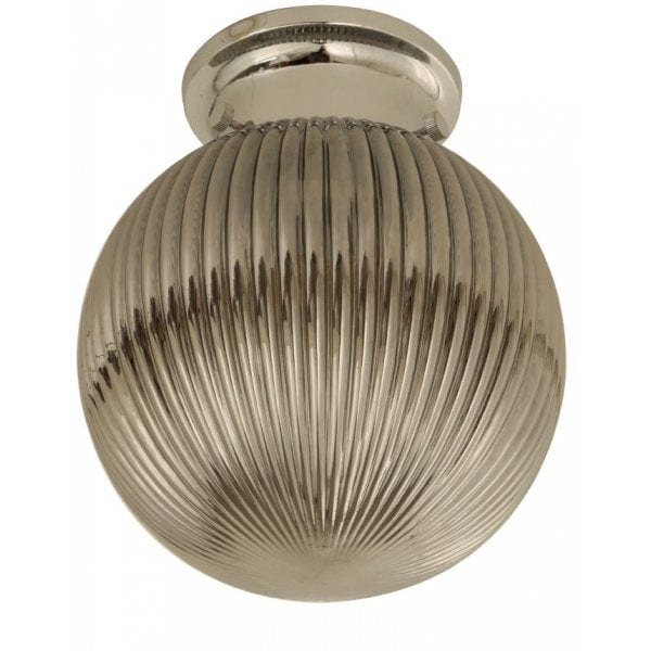 DIY Smoke Ribbed Glass Sphere 200mm Diameter - 1 Light DIY Ceiling Fix ...