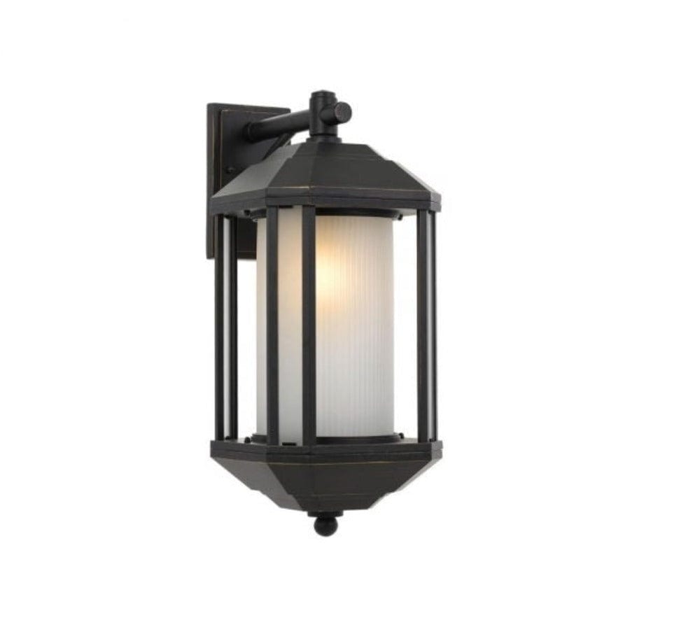 HAVARD - Large Black Traditional Style Coach Light With Frosted Inner ...